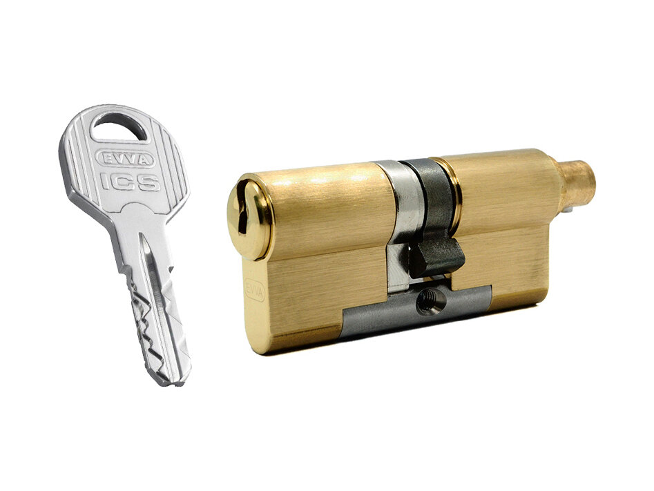 Цилиндр EVVA ICS ключ-вертушка 112мм (размер 76х36В мм) - Латунь (5 ключей)