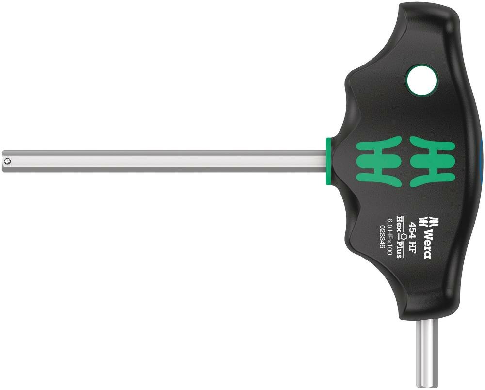 454 Hex-Plus HF Отвёртка с внешним шестигранником с Т-образной рукояткой с фиксацией, 6 x 100 мм, с дополнительным коротким рабочим концом Wera WE-023346