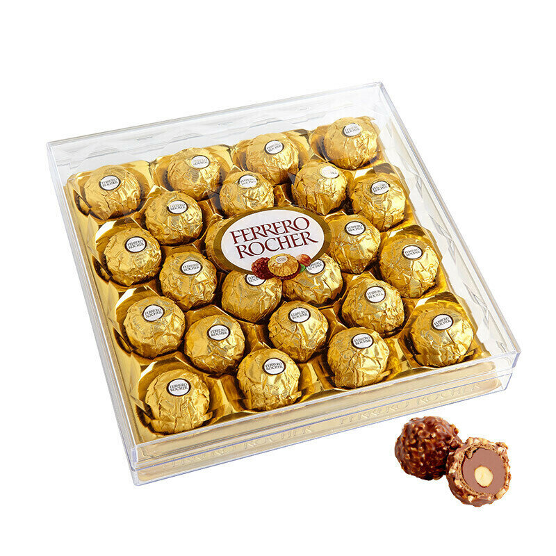 Конфеты хрустящие Ferrero Rocher в коробке, из молочного шоколада, с начинкой из крема и лесного ореха, 1шт. 300г.