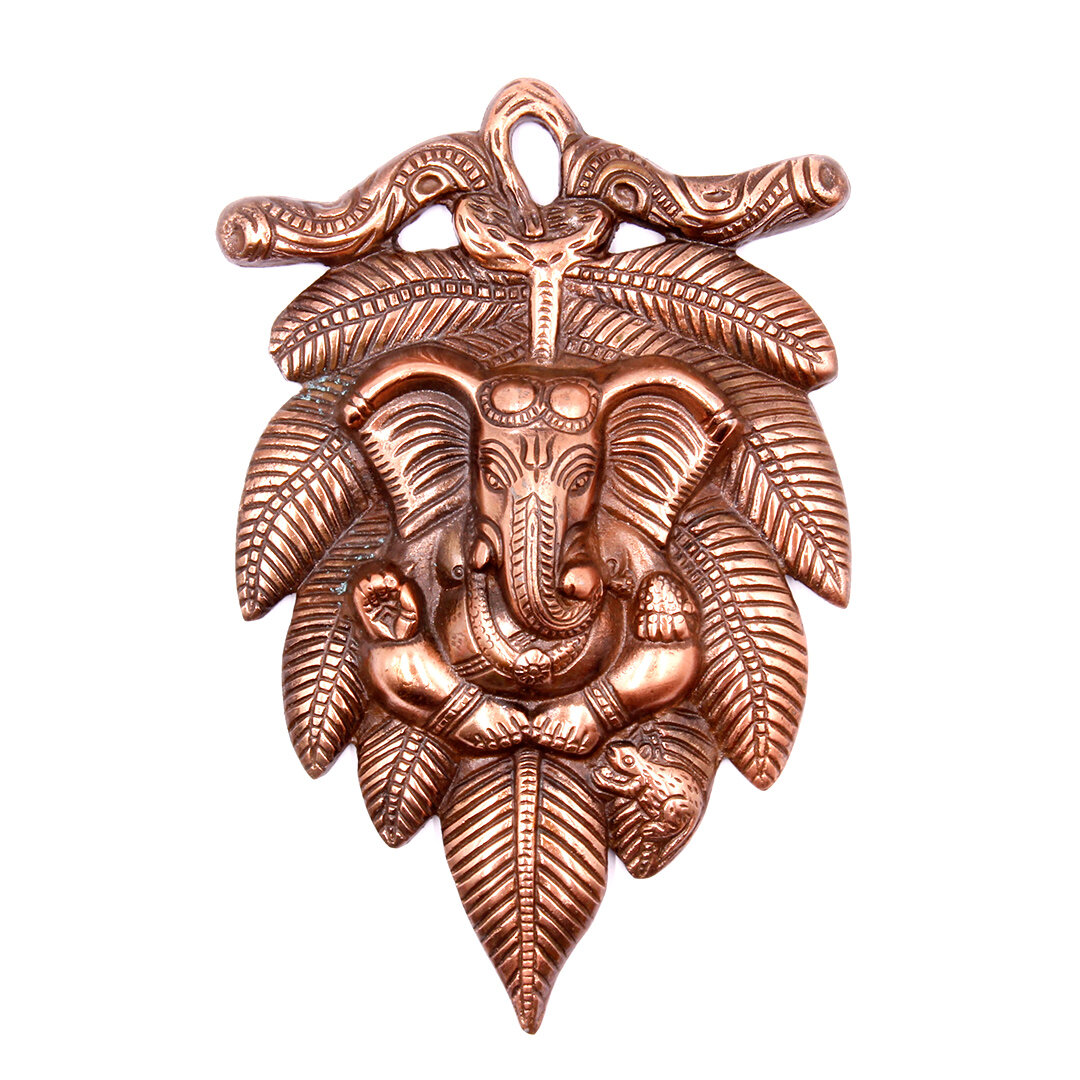 Панно SIL4332 ганеш на резном листе (силумин, 22-14 см.), 1 шт.