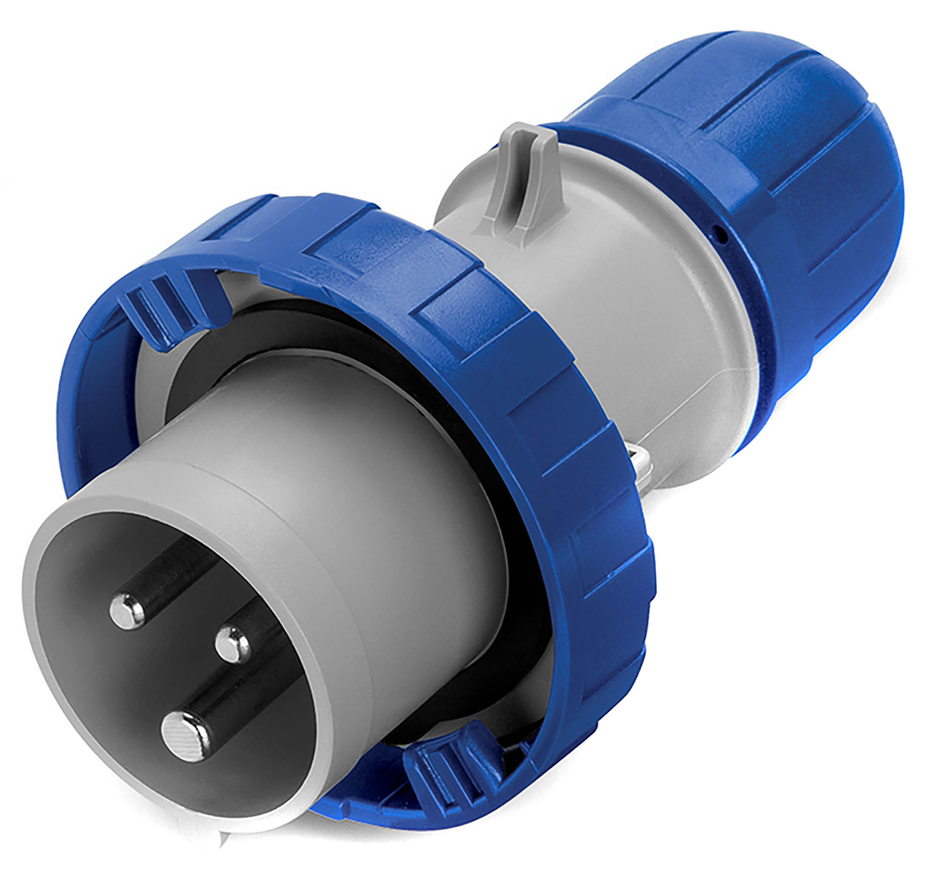 Вилка силовая кабельная DKC / ДКС переносная прямая из самозатухающего пластика, синяя, 32A 2P+E 230В, IP67, DIS2183233 / электрика