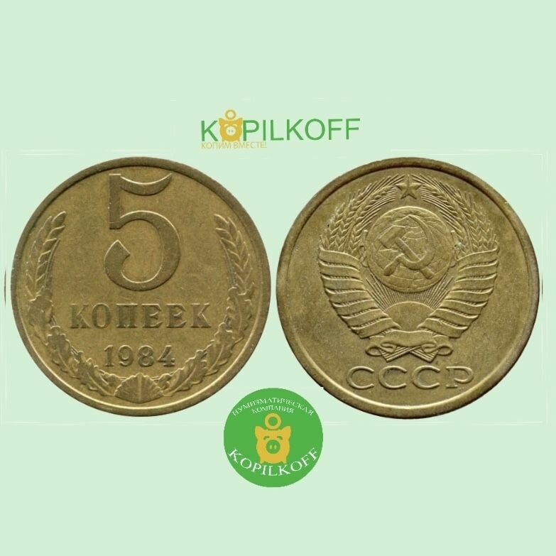 Монета 5 копеек 1984 гв./Регулярного выпуска СССР/из оборота