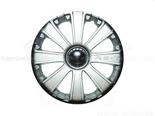 Колпаки декоративные (на пруж.) r-14 "rs-t" серебристо-черный (к-т 2 шт) (ак1438)