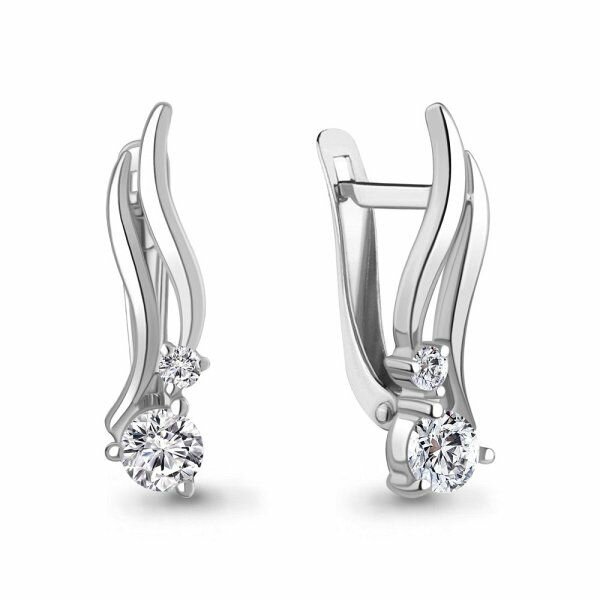 Серьги, серебро, 925 проба, родирование, фианит