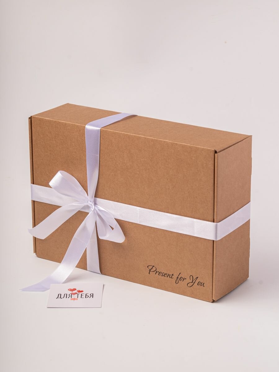 Коробка подарочная, коробка для подарка с наполнителем и атласной лентой