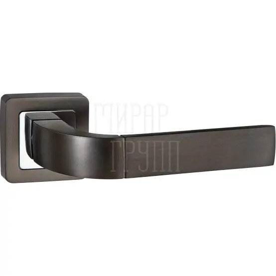 Дверная ручка Punto (Пунто) на квадратной розетке "ORION" QR хром + графит