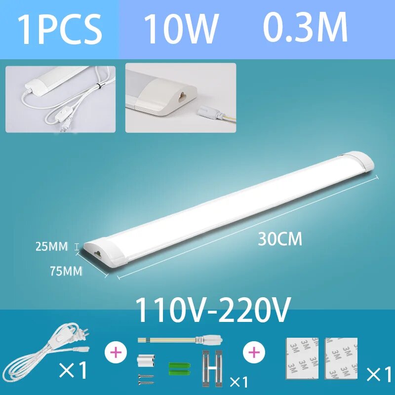 Неоновая Светодиодная трубчатая лампа T5 1pcs 30cm 1.8m Plug, Warm light 3000K, EU Plug 110v-220v