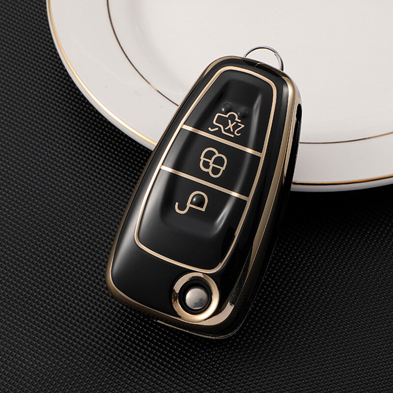 Чехол для ключей Turuiou, для Ford Focus/Tiggo, черный