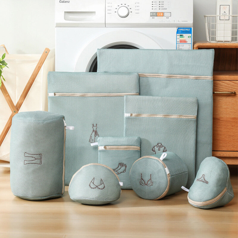 Зеленый стиральный мешок для бюстгальтеров, стирка в стиральной машине, уход за деликатными тканями