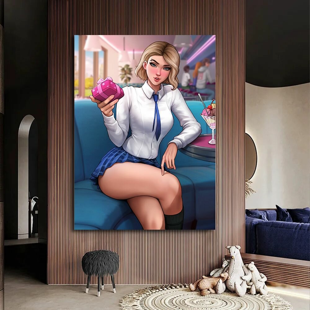 Картина аниме, Девушки, постеры аниме, в детскую комнату, 30х40 см.