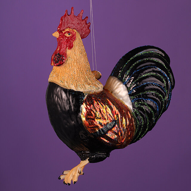 Елочная игрушка Петух - Птичья ферма 13 см, стекло, подарочная коробка, Winter Deco, 4060486-wd