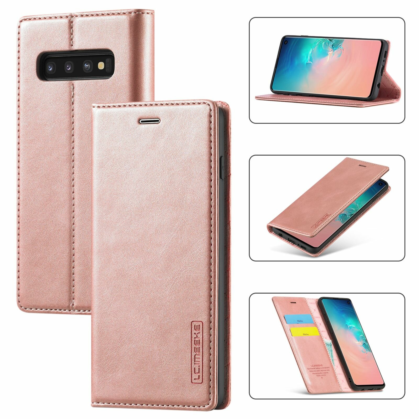 Кожаный книжный чехол LCIMEEKE / MyPads для Samsung Galaxy S10 (Самсунг Галакси С10) с магнитной защитой и откидным кошельком