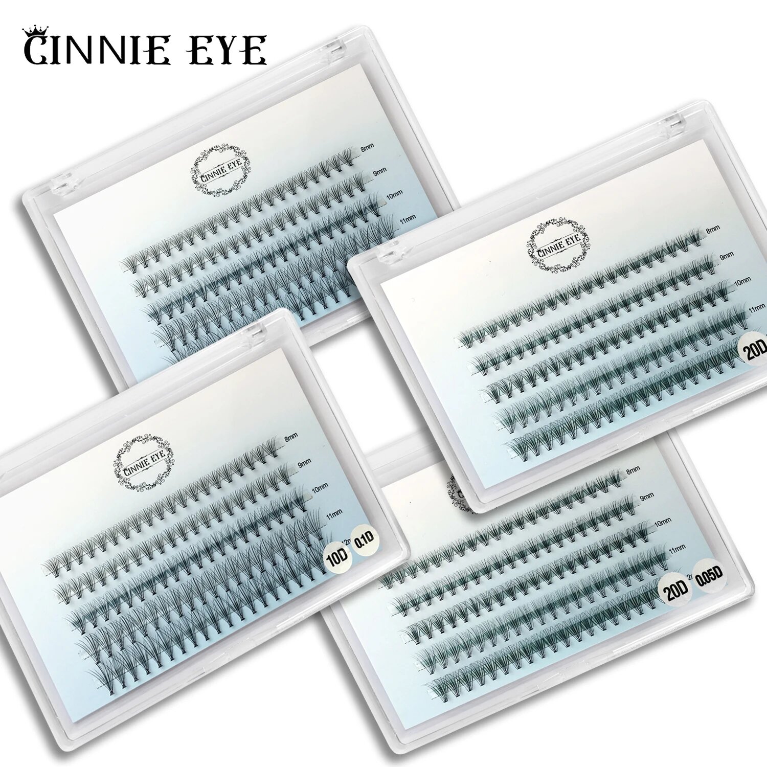 Ресницы пучки CINNIE EYE C изгиб, 8-12mm MIX, 10D, 0.10mm