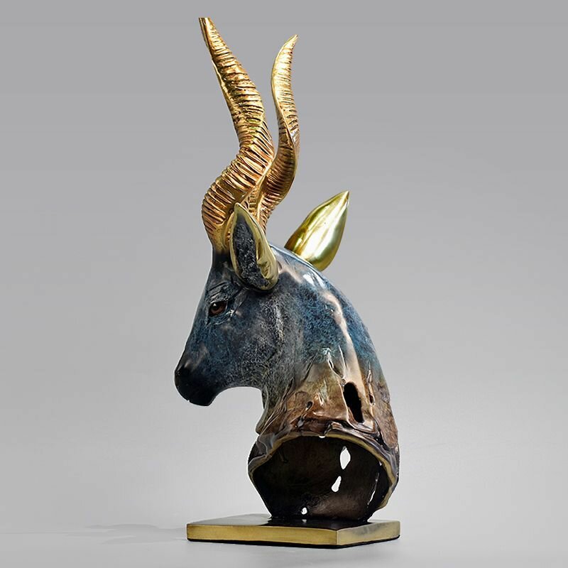 Статуэтка "Статуя Козла", ручная работа, медь, бронзовый сплав, 38,5 см