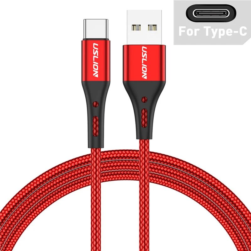 Кабель USB Type-C 3A для Samsung S10 S20 Xiaomi mi 11 микро USB кабель 3A нейлоновый кабель USB Type-C для быстрой зарядки для Samsung Xiaomi HTC зарядное устройство USB кабель для передачи данных мобильный телефон каб 0.5M, Red For Type C