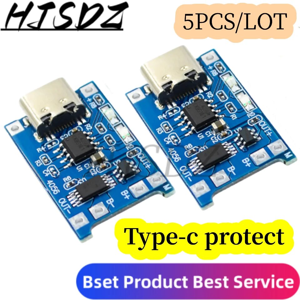 5шт. Type-c protect TP4056 модуль зарядки литиевой батареи