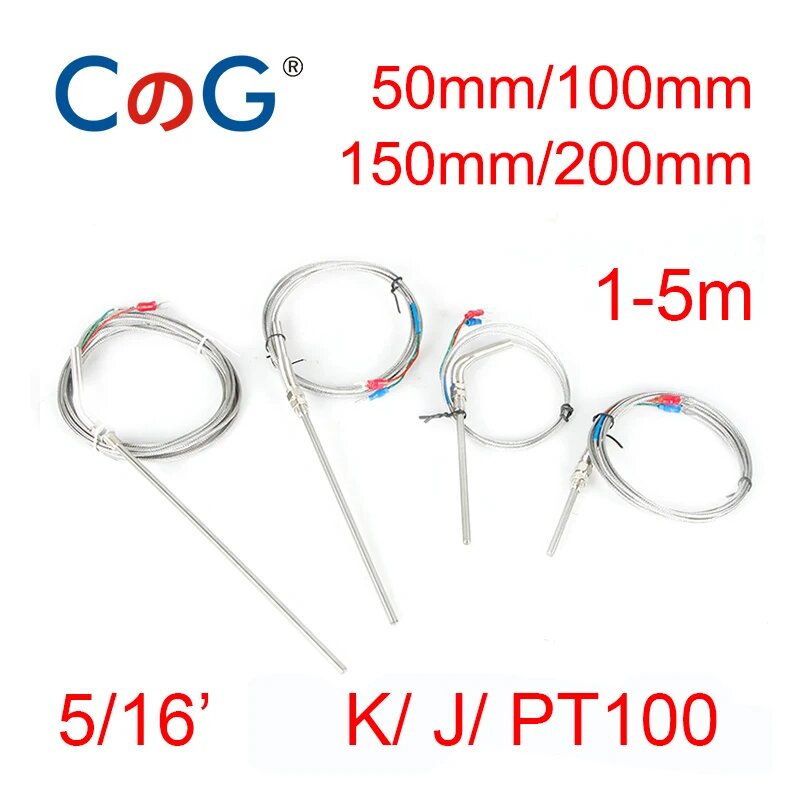 Термодатчик для контроллера температуры CG 5/16' K J PT100 150 мм, K 3m