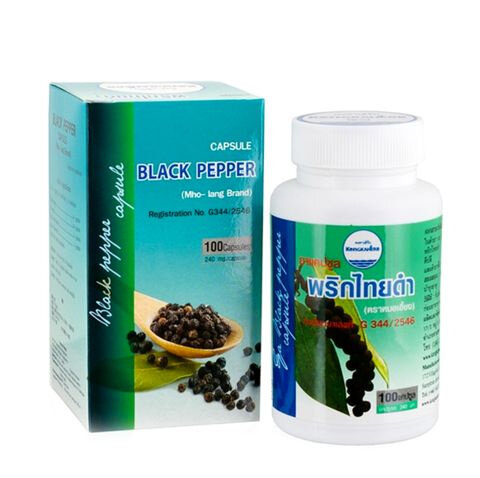 BLACK PEPPER Capsule, Kongkaherb (черный перец капсулы для похудения), 100 капс.