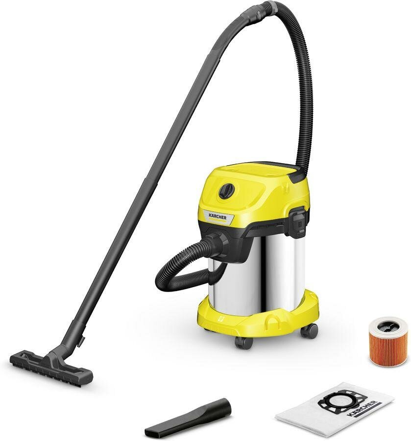 Строительный пылесос Karcher WD 3 S V-17/4/20 1000Вт (1.628-135.0) желтый