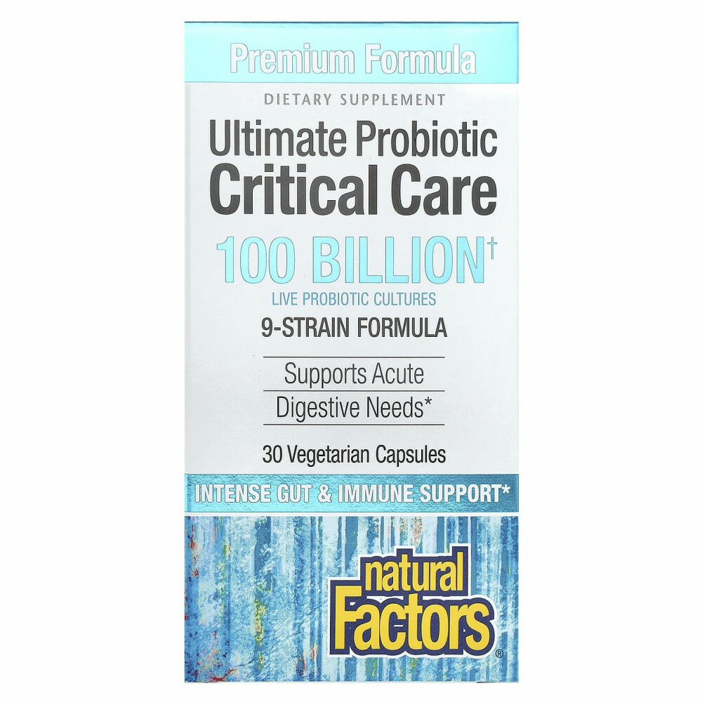 Natural Factors, Ultimate Probiotic Critical Care, пробиотики для лечения критических состояний, 100 миллиардов КОЕ, 30 вегетарианских капсул