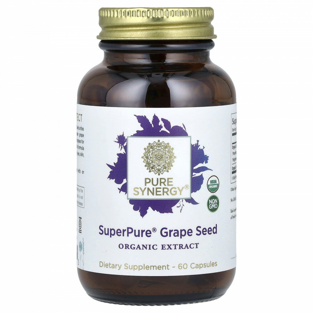 Pure Synergy, SuperPure®, виноградная косточка, 60 капсул