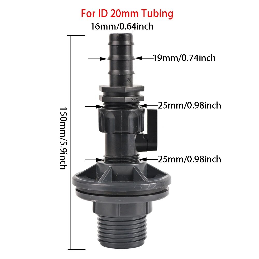 Комплект клапанов для дождевой бочки ПВХ 1/2 3/4 дюйма Серый, P