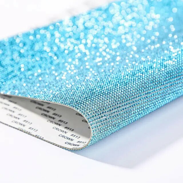 Стразовые самоклеящиеся ленты для декора Бирюзовый, 4rows(8mm)x40cm, Sky Blue