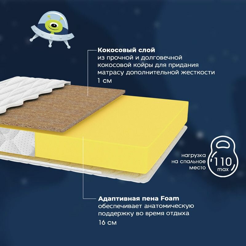 Матрас Dreamtec Roll Ruby 80х160, ортопедический, беспружинный, детский, разная жесткость сторон — фото 1