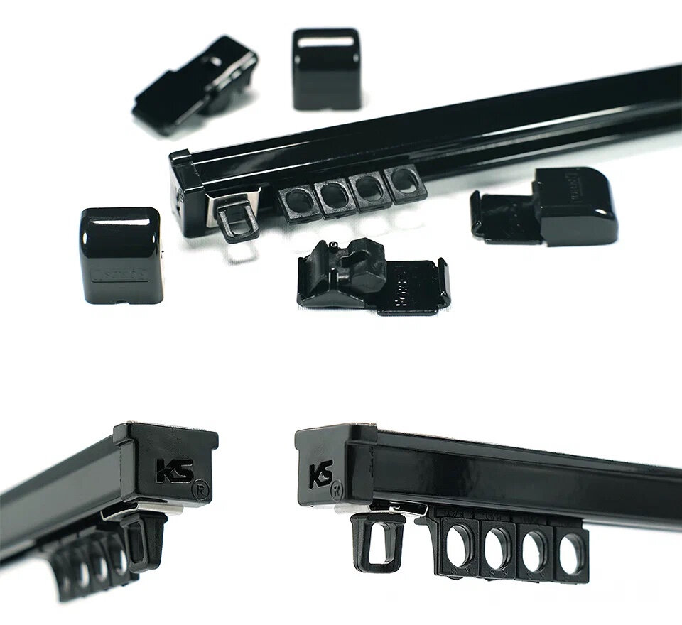 Профильный алюминиевый карниз для штор KS "Forest" 340см. черный цельный потолочный