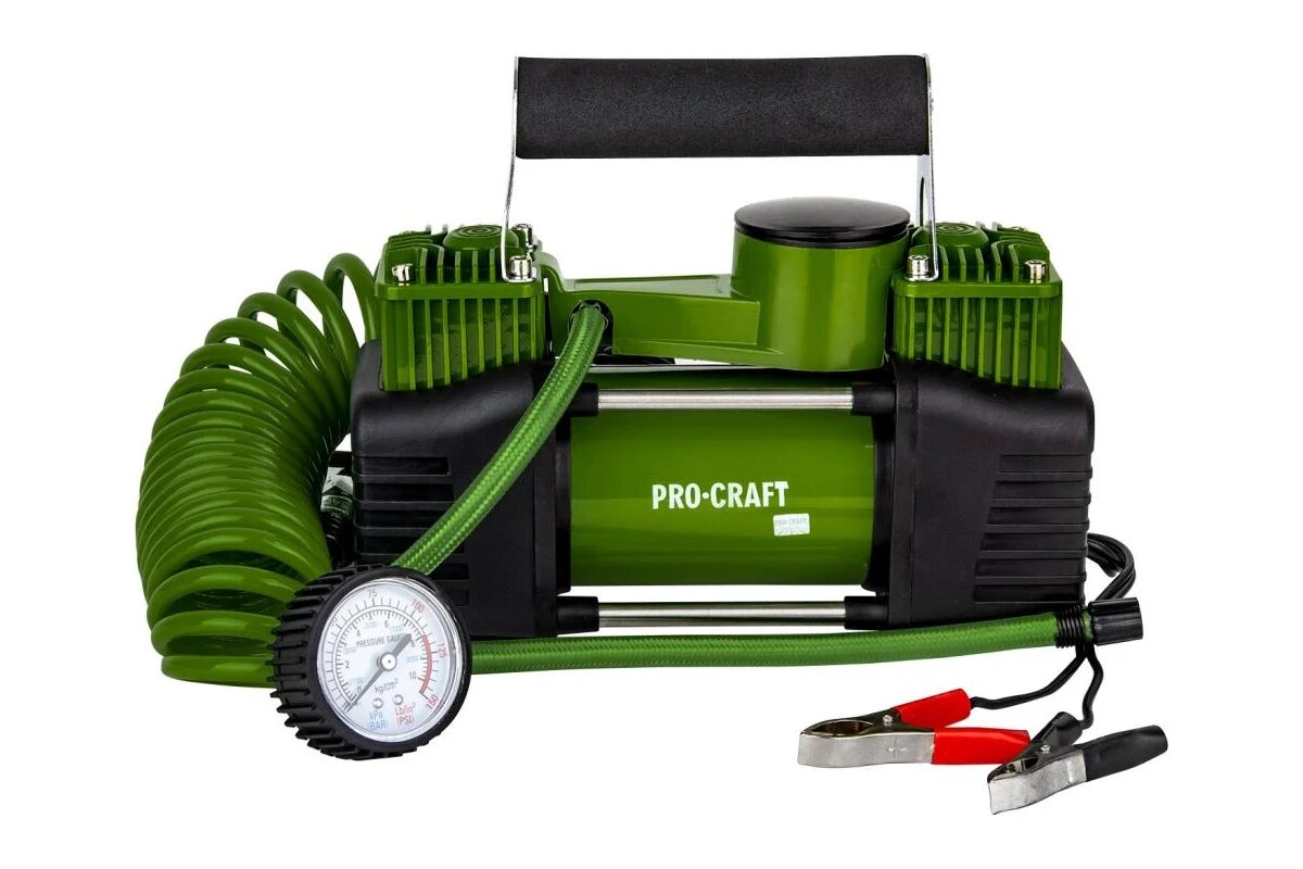 PROCRAFT Компрессор двухпоршневой автомобильный 80 л/мин, 276 Вт, 25А, 10 бар, крокодилы LK400