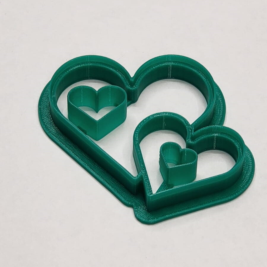 Форма для печенья/пряников "Два сердца" (Зеленый)
