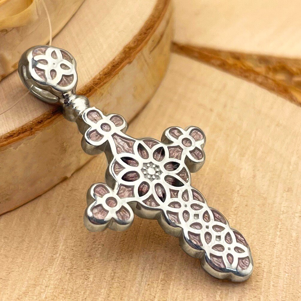 Крестик, серебро, 960 проба, чернение, оксидирование, эмаль