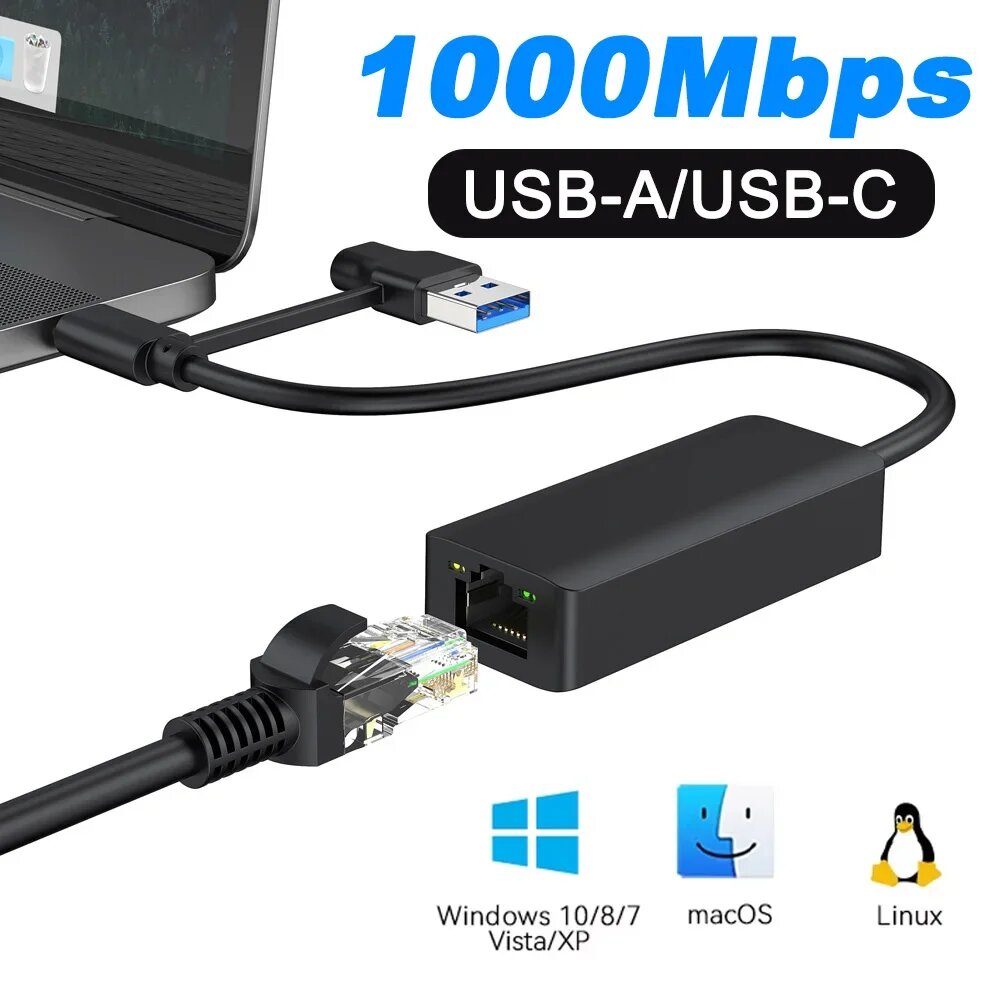 USB Type-C Ethernet адаптер 100Mbps — фото 1