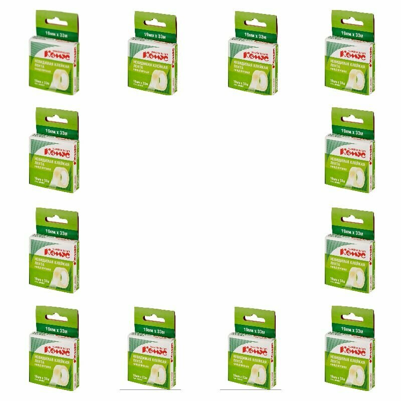 Комус Клейкая лента канцелярская 19x33 невидимая 12 шт