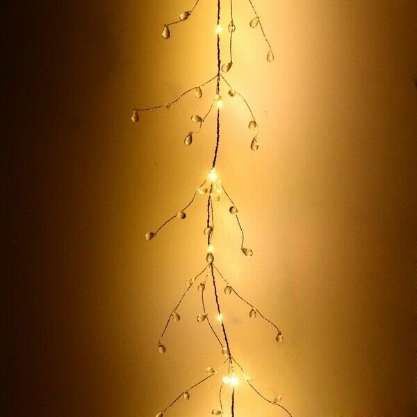Гирлянда для дома Серпантин "Сверкающие хрусталики", 1,5 м, 18 ламп LED, теплый белый свет, батарейки 3хАА