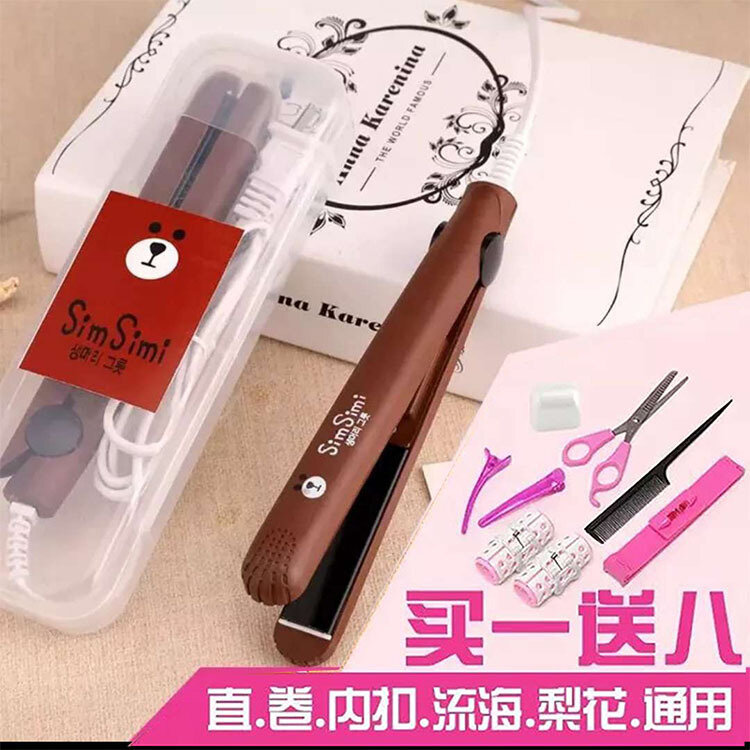 Мини-щипцы, для завивки и выпрямления волос, двойные, электрические, коричневые