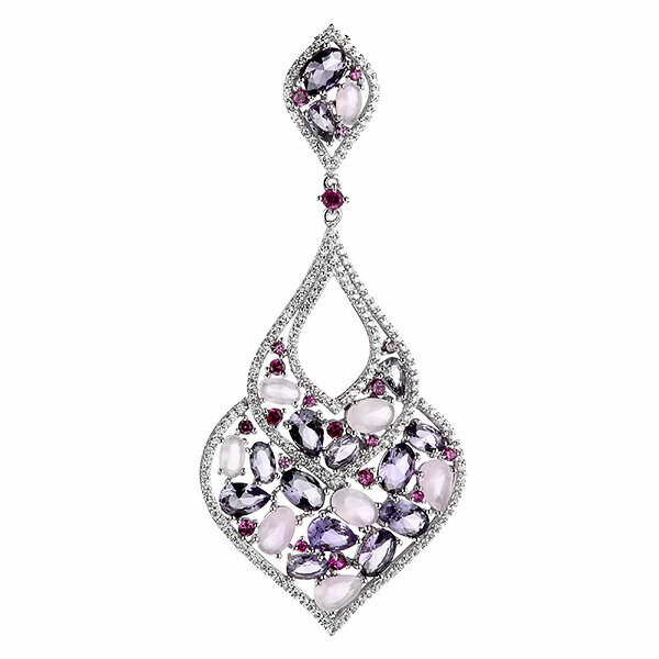 Подвеска ELEMENT47, серебро, 925 проба, кварц, аметист, фианит