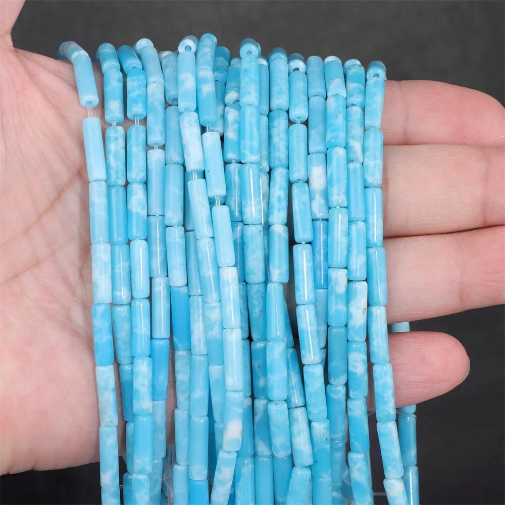 Бусины Chalcedony 4x13 мм, голубые, 28 шт