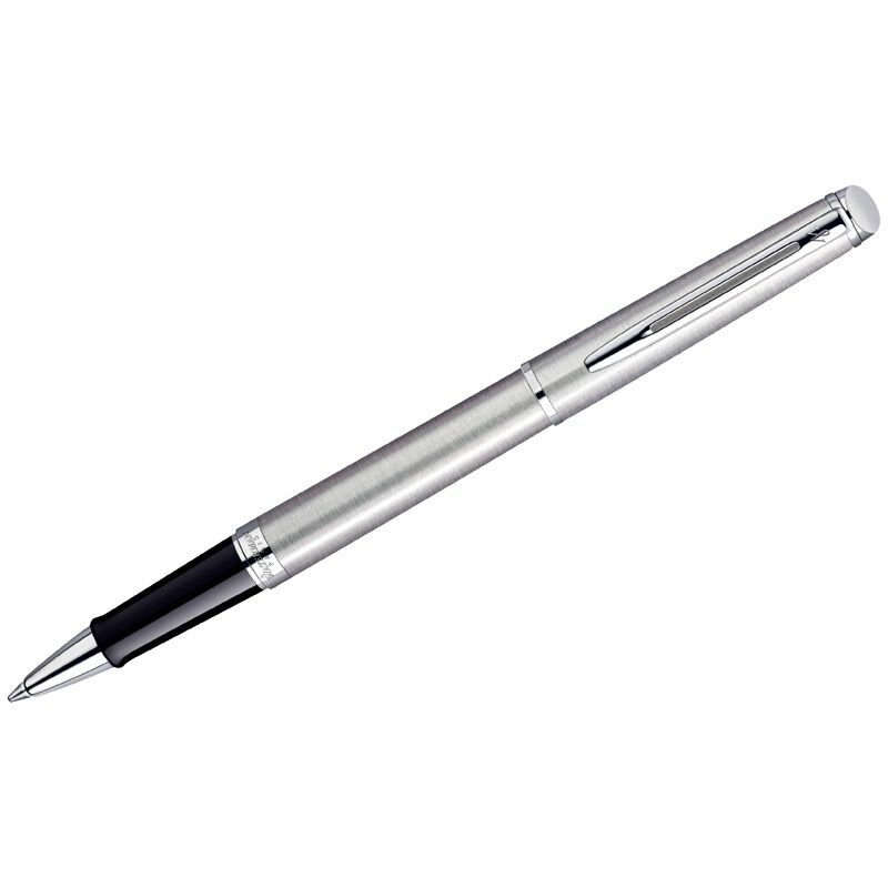 Ручка-роллер Waterman "Hemisphere Stainless Steel PT" черная, 0,8 мм, подарочная упаковка (S0920450)