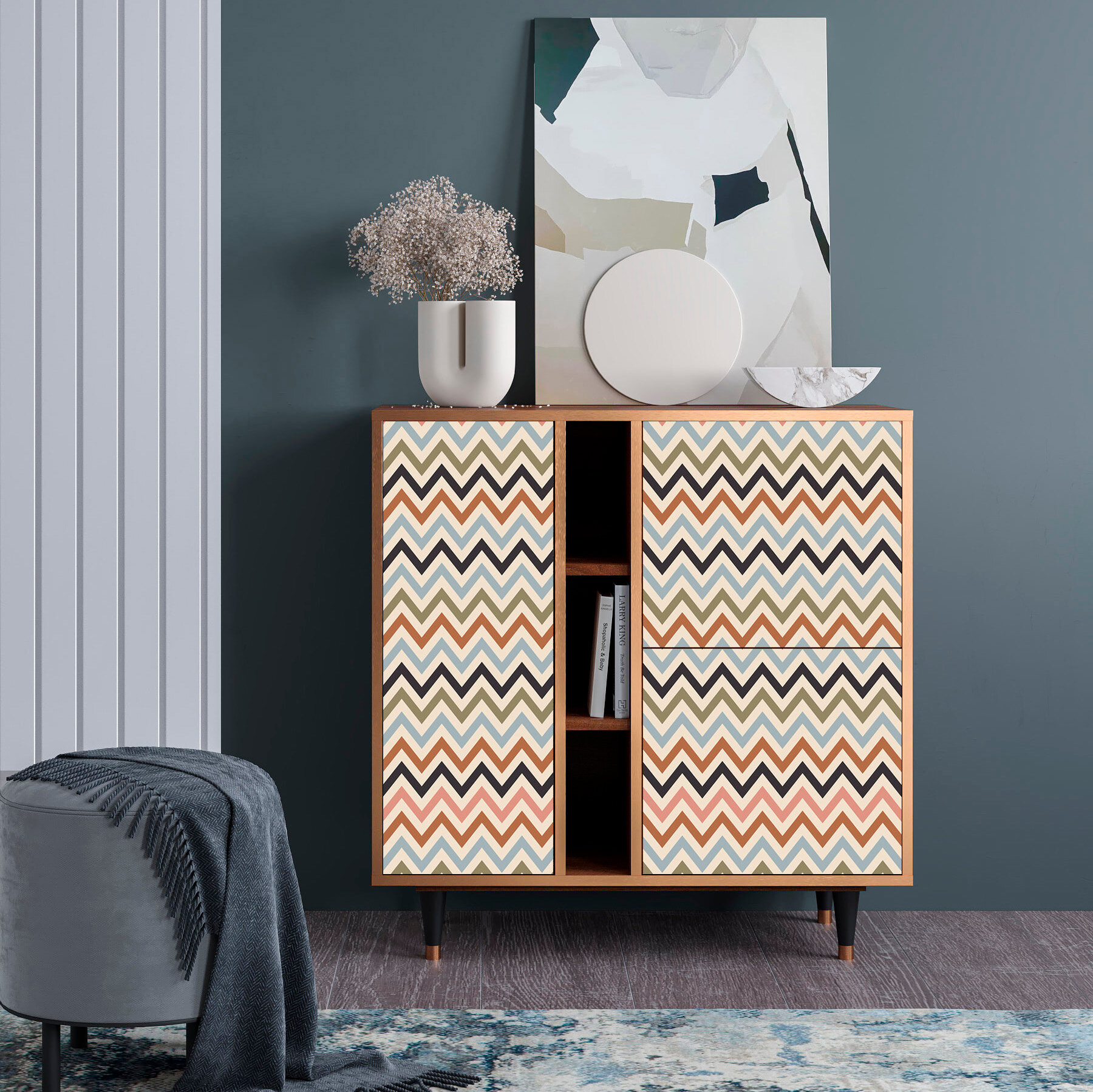 Комод - STORYZ - BS5 Bright Ripple, Размер - 94 x 96 x 41 см, Цвет корпуса - , Орех