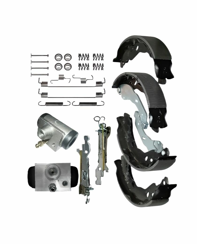 Комплект задних тормозных колодок с распорками и цилиндрами на RENAULT Logan 1/2 08-/ Sandero /Sandero Stepway/ LADA Xray