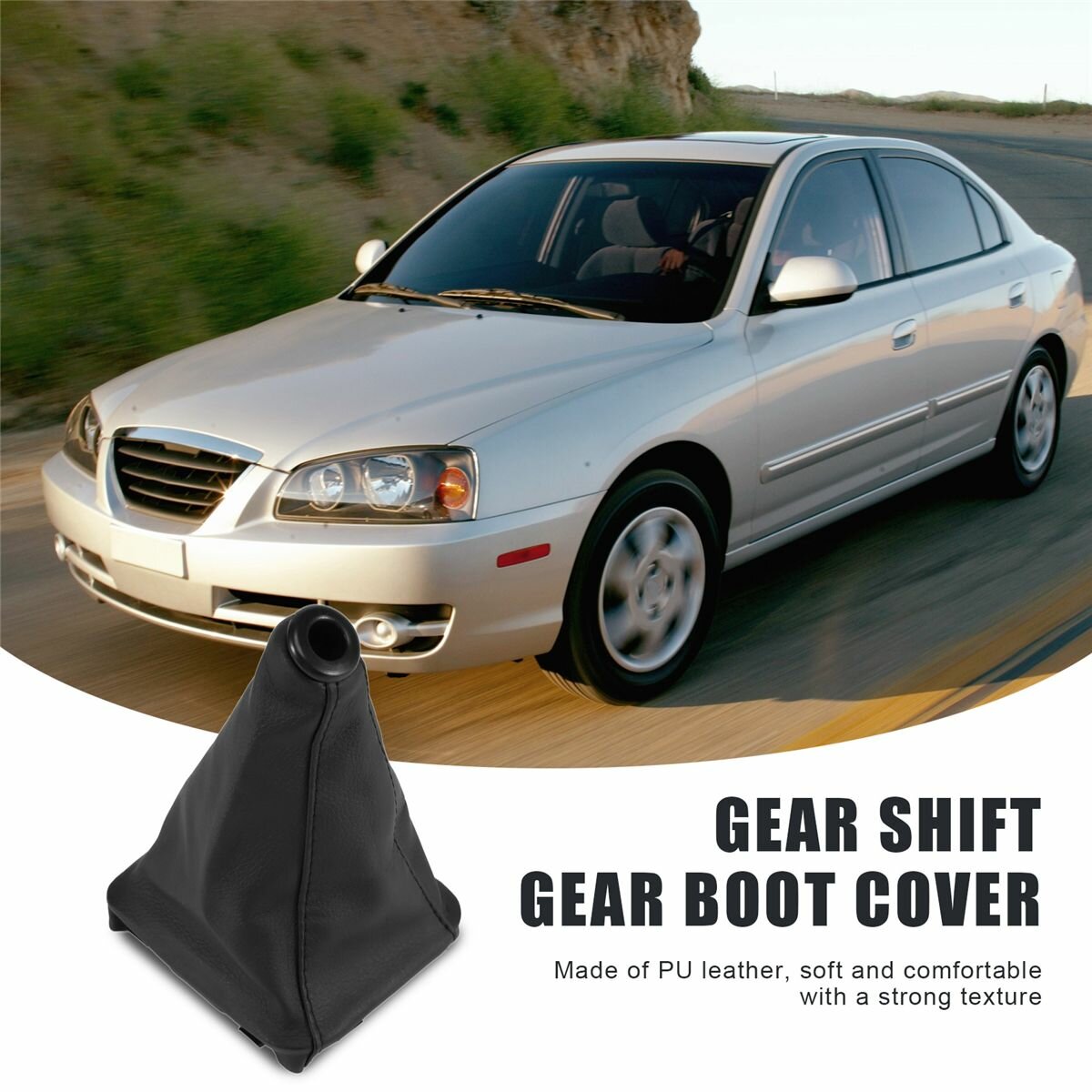 Чехол ручки переключения передач Hyundai Elantra Avante XD 2000-2003, черный PU кожа, осн. ABS, простая установка