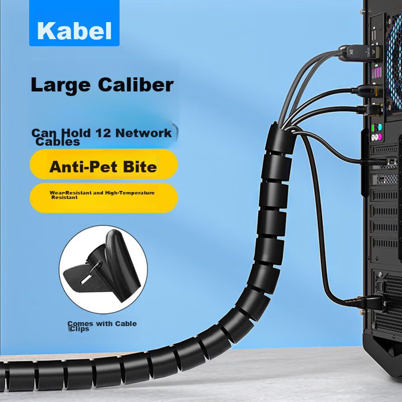 Kaibor Cable Management Tube, 1.5 Meters, 25mm Diameter, Wire Organizer, Cable Protector, Computer And Car Power Cord Organizer