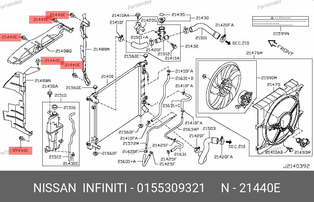 Клипса крепления 0155309321, для Nissan Qashqai/X-Trail/Almera, 1 шт