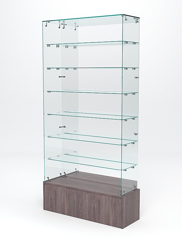 Витрина стеклянная "истра подиум" №136 (без дверок, задняя стенка - зеркало), Ясень Анкор