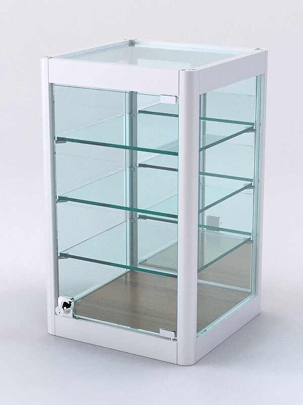 Витрина из профиля настольная "вайб" №6-3П-З-300 (задняя стенка Зеркало), Орех