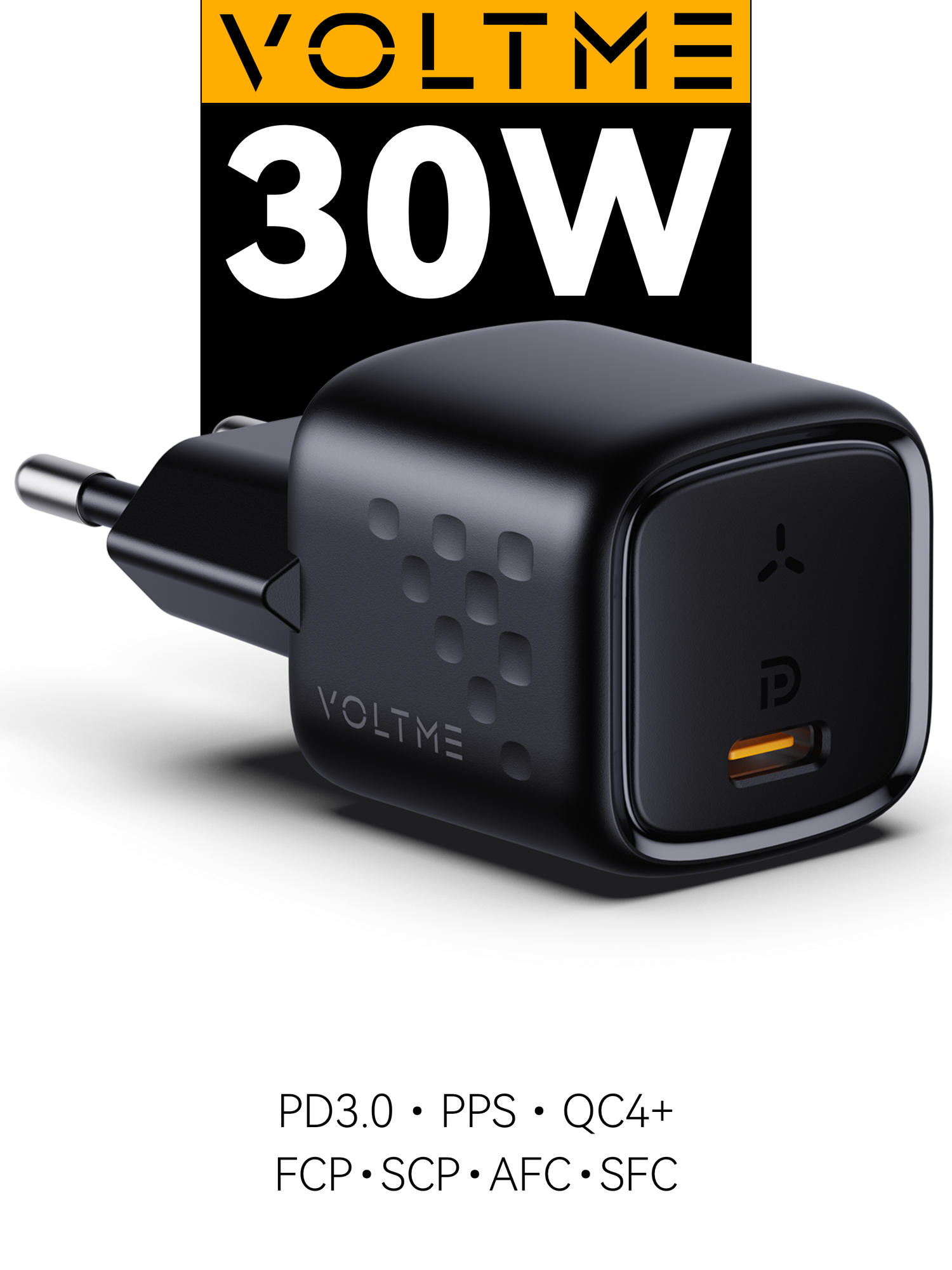Зарядное устройство VOLTME Revo 30C GaN, 30 Вт W, блок питания USB Type C, быстрая зарядка для телефона iPhone Samsung, адаптер черный Online Box