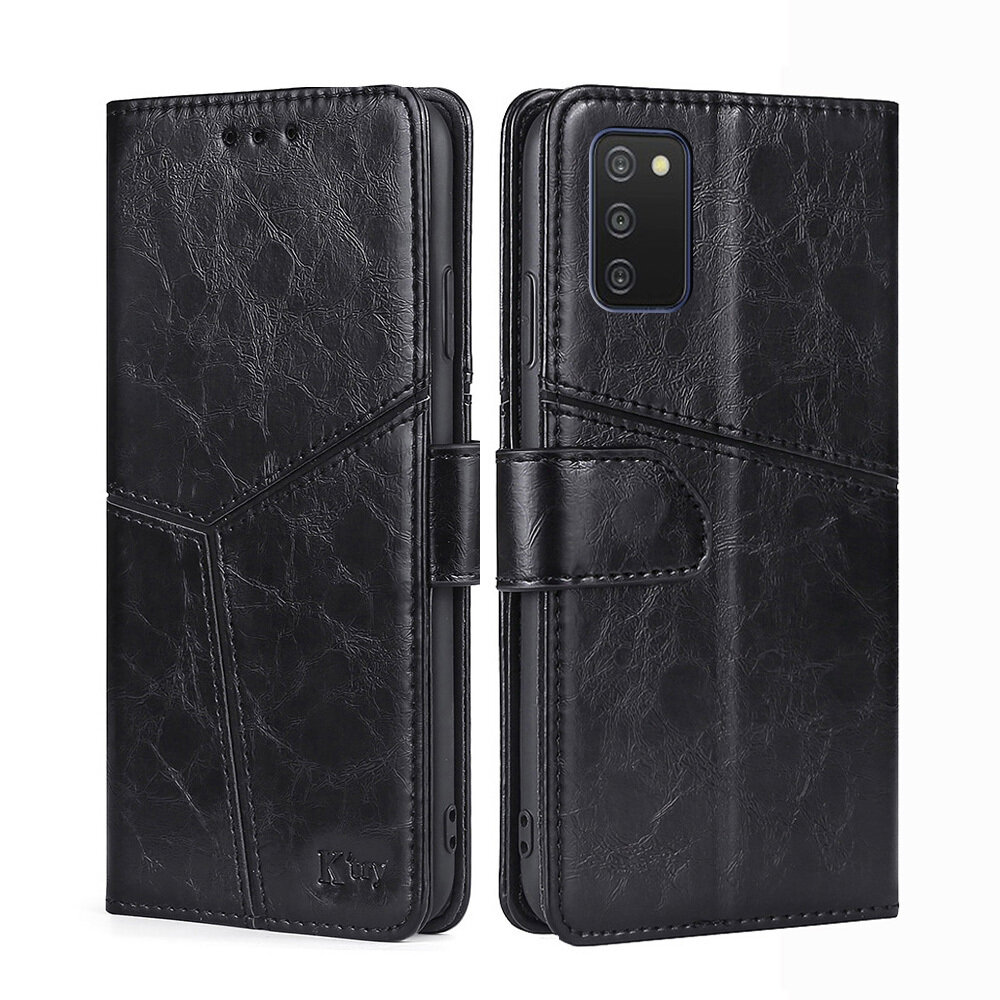 Чехол-книжка MyPads для Samsung Galaxy A03s (SM-A037F) / Самсунг А03s, объединяет геометрию (черный)