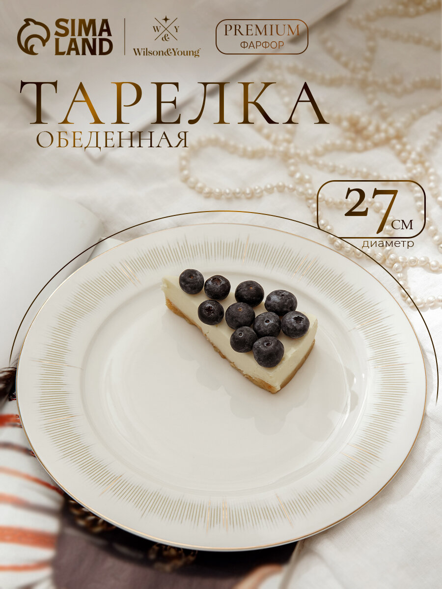 Тарелка для сервировки стола Wilson&Young Golden rays, диаметр 27 см, материал: фарфор, цвет: белый