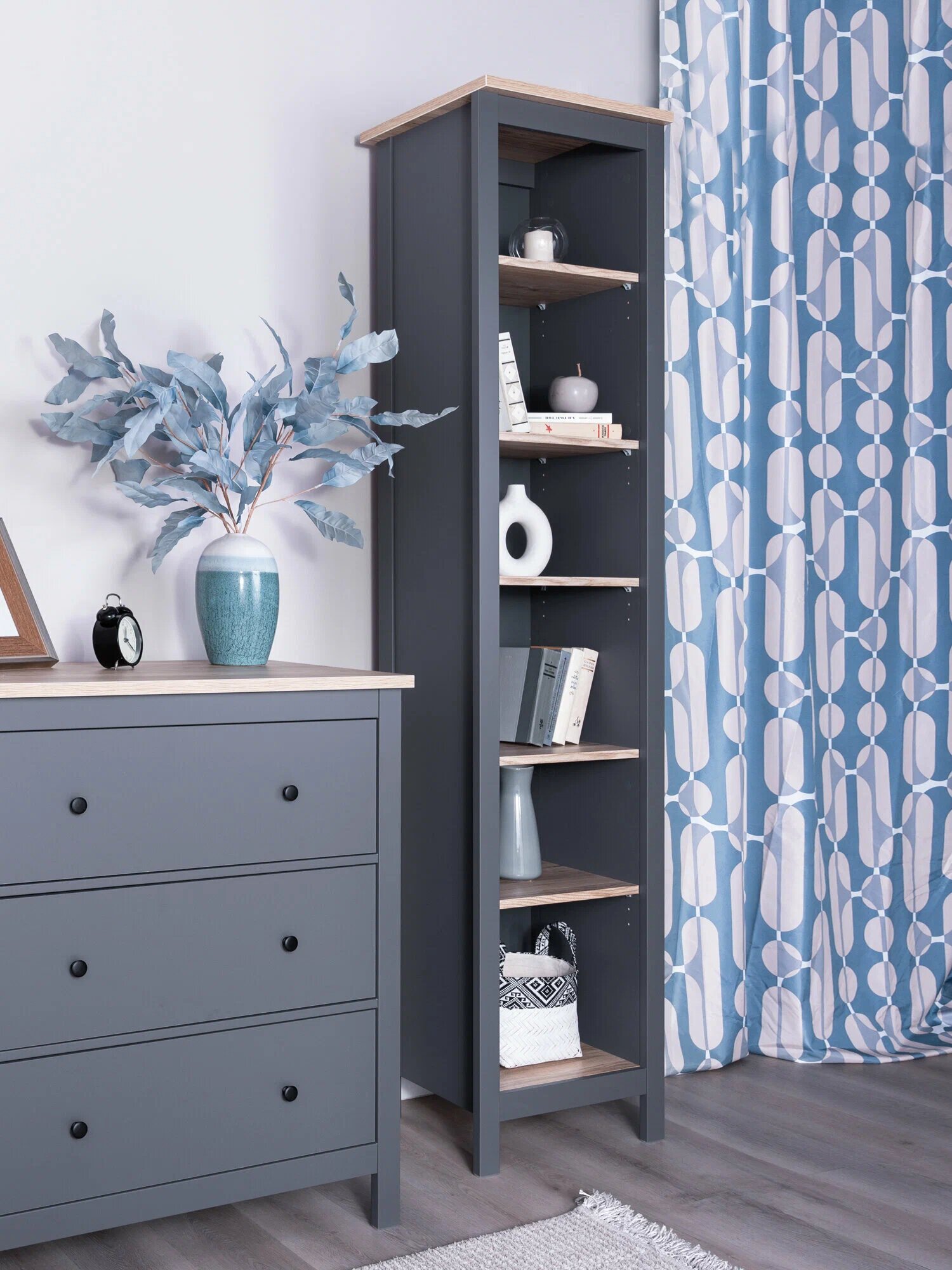 Стеллаж открытый "Сага", серый ясень, 5 полок, 50 см x 41 см x216 см